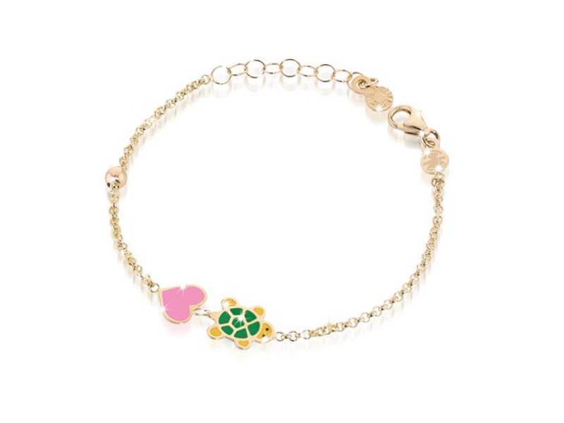 YELLOW GOLD 9KT LUCKY BRACELET HEART AND TORTOISE PRIMEGIOIE LE BEBE ...